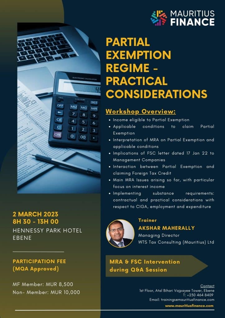 Partial Exemption Regime – Practical considerations – Mauritius Finance